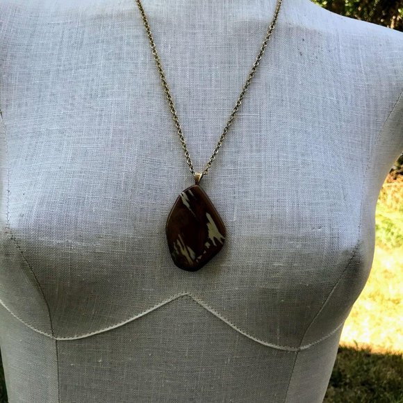 Jewelry | Vintage Brown Tan Agate Slice Pendant Striped | Poshmark